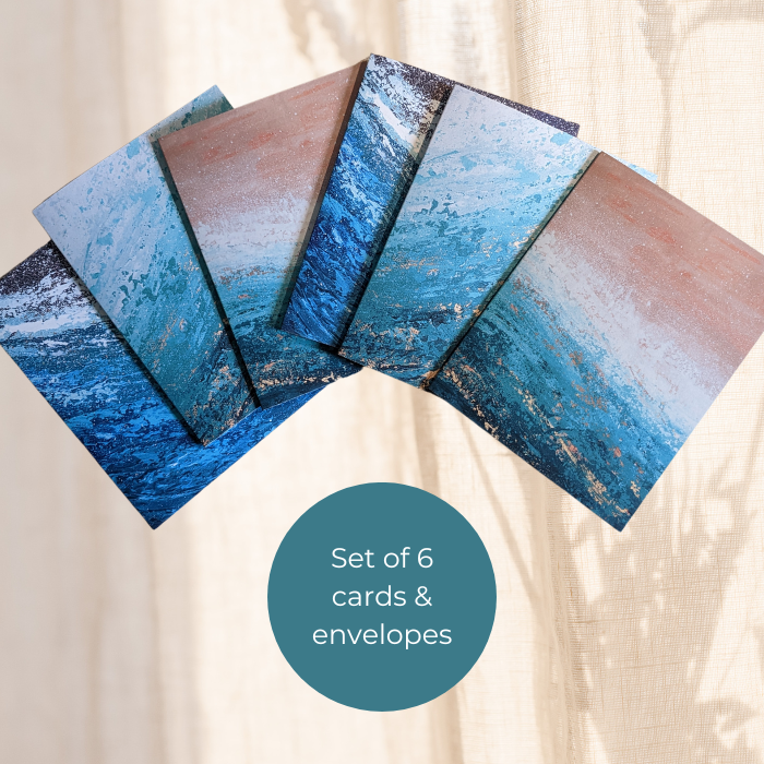 Box Set of 6 Note Cards | Coastal Abstracts – Kate Shore Art